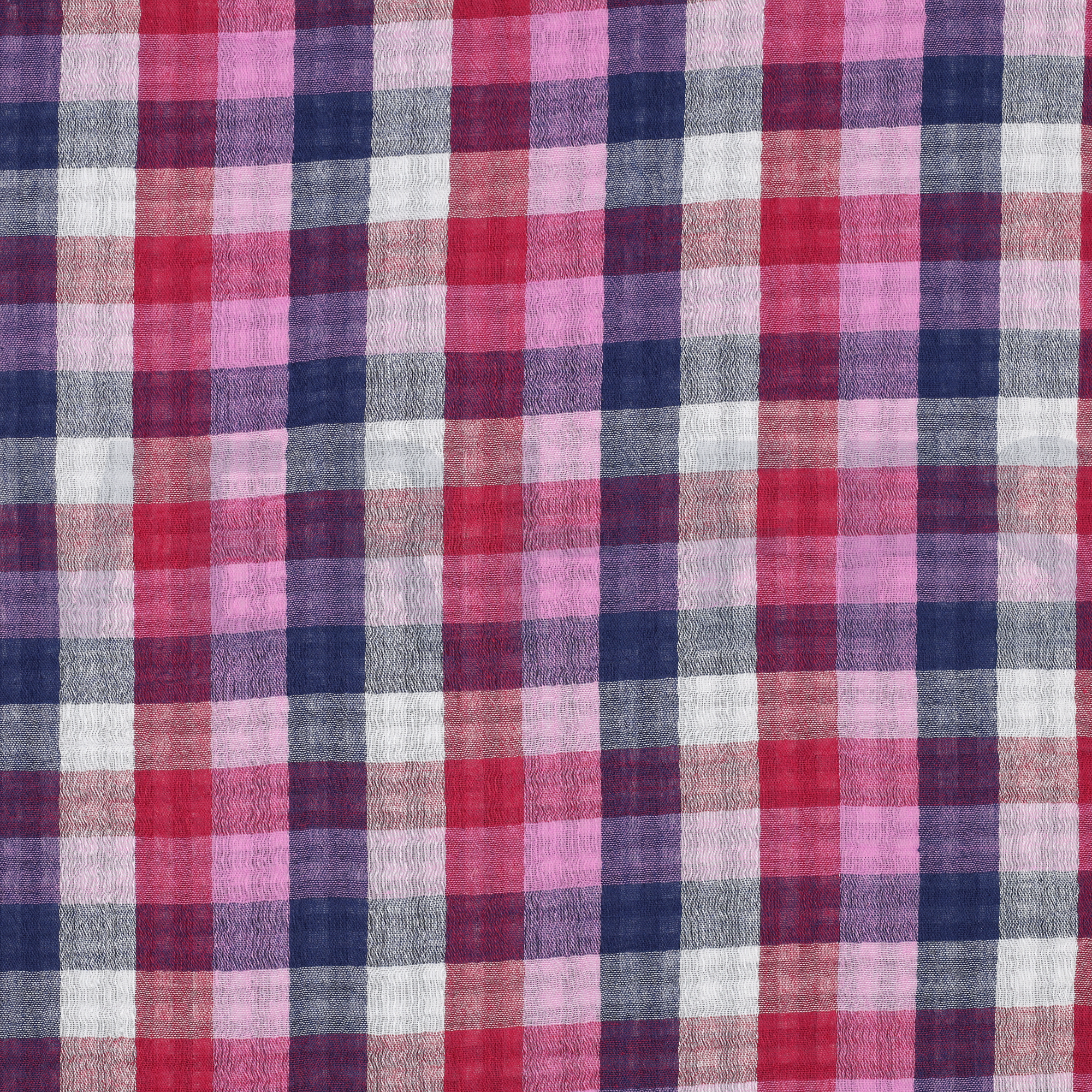 DOUBLE GAZE DE COTON DOUBLE FACE CARREAU - LILAS/BLEU MARINE | Verhees ...