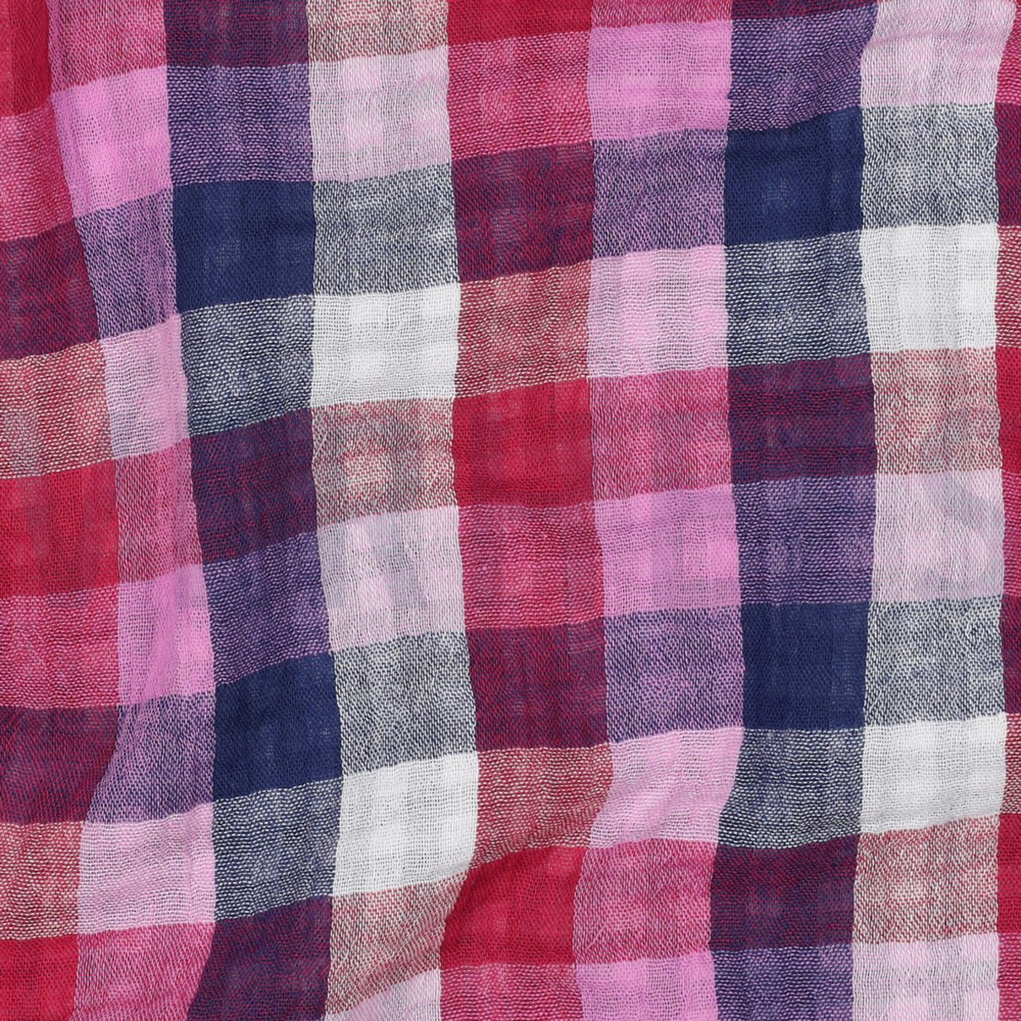 DOUBLE GAZE DE COTON DOUBLE FACE CARREAU - LILAS/BLEU MARINE | Verhees ...