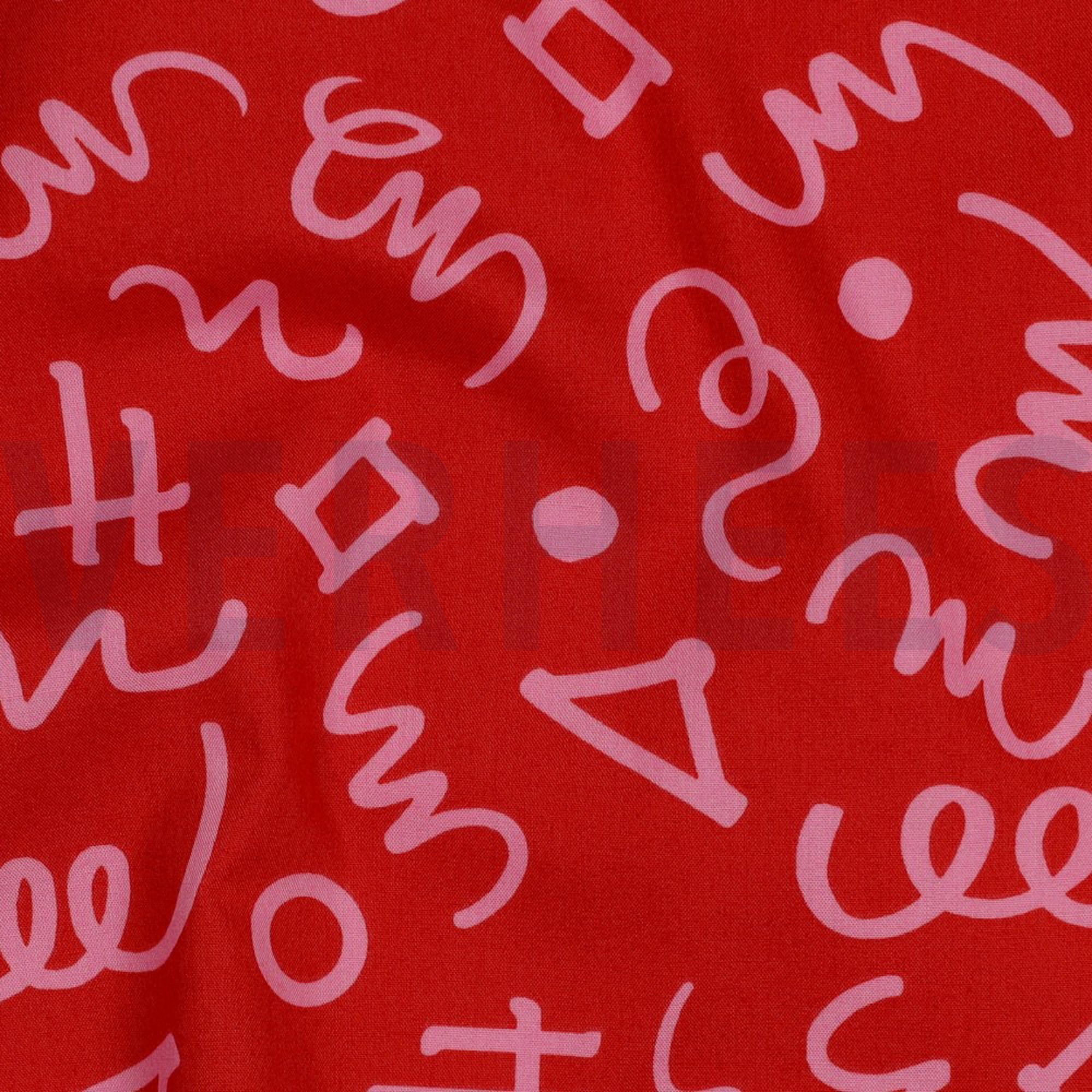 POPELINE DE COTON GÉOMÉTRIQUE - ROUGE/ROSE | Verhees Textiles